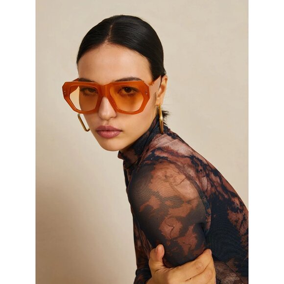 Commense | Accessories | New Commense Vintage Light Amber Brown Polygon ...